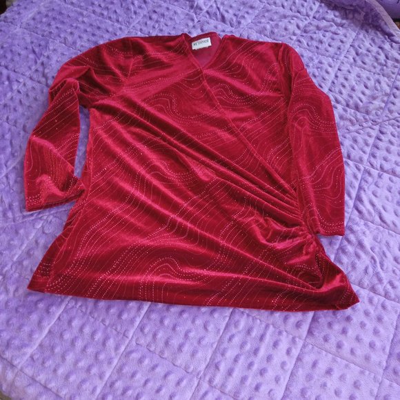 Metaphor | Tops | Vintage Metaphor Red Velvet Textured Top Small Petite ...